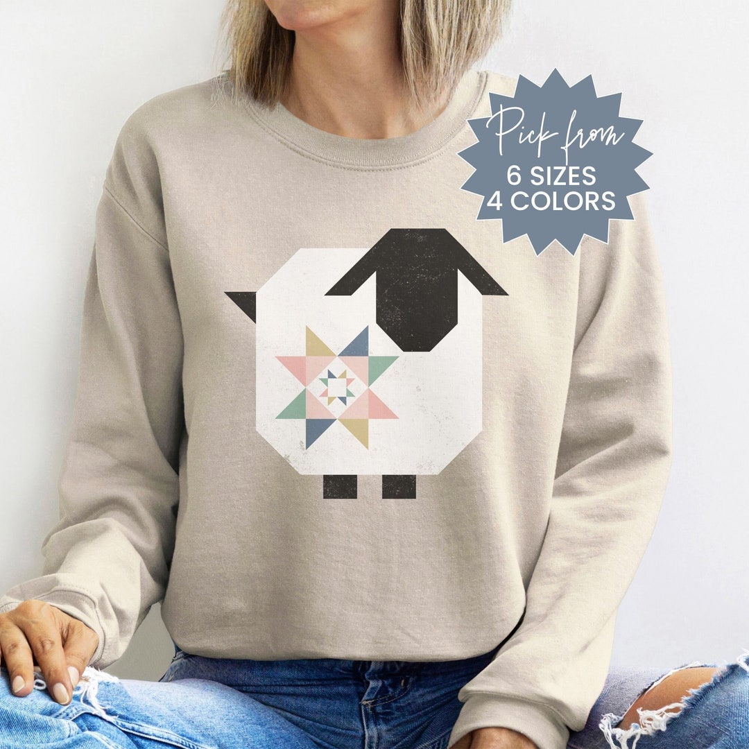 Quilting Sweatshirt, Sheep Quilt Block Sweatshirt for Quilter, Quilting ...