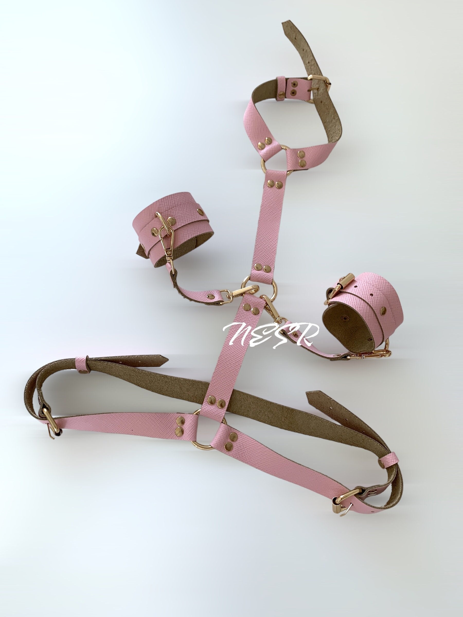 Leather Handmade Halter Choker, Harness Leather Body Bondage Waist Belt ...