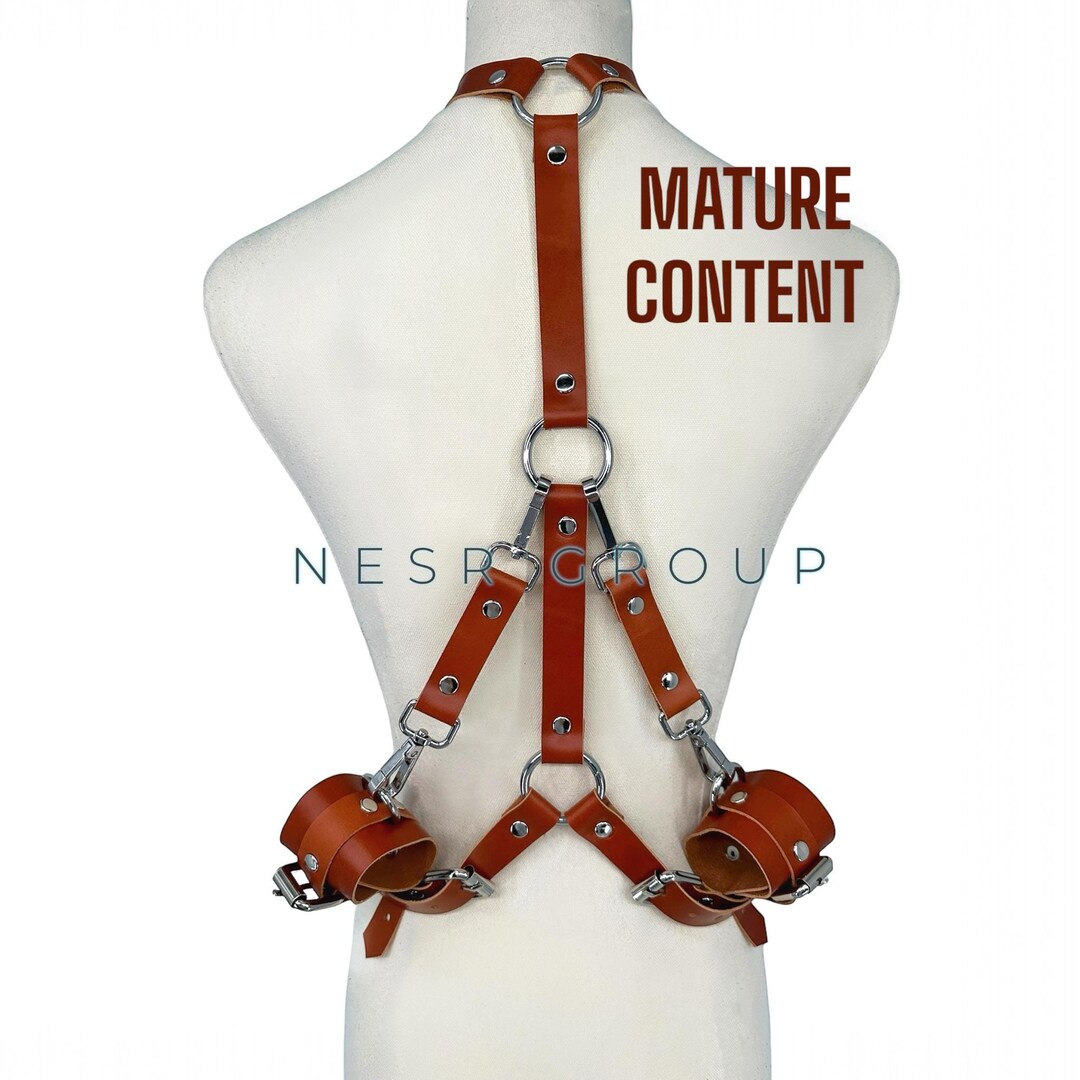 Leather Handmade Halter Choker, Harness Leather Body Bondage Waist Belt ...