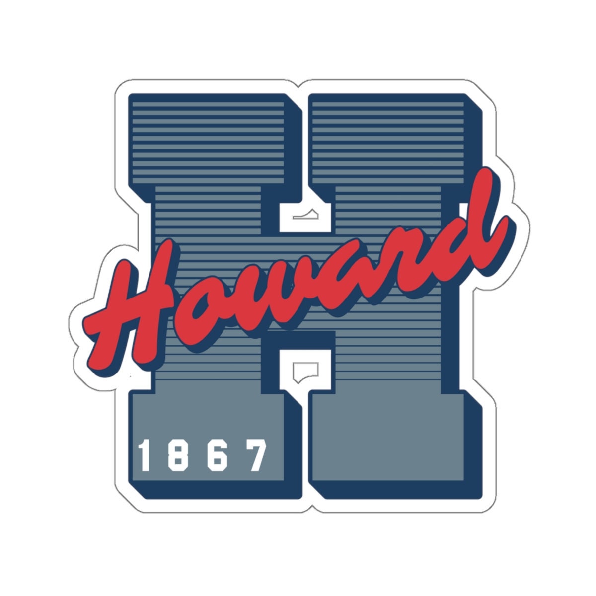 Howard Vintage Varsity Letter H Kiss-cut Sticker, Retro HU Bison HBCU ...