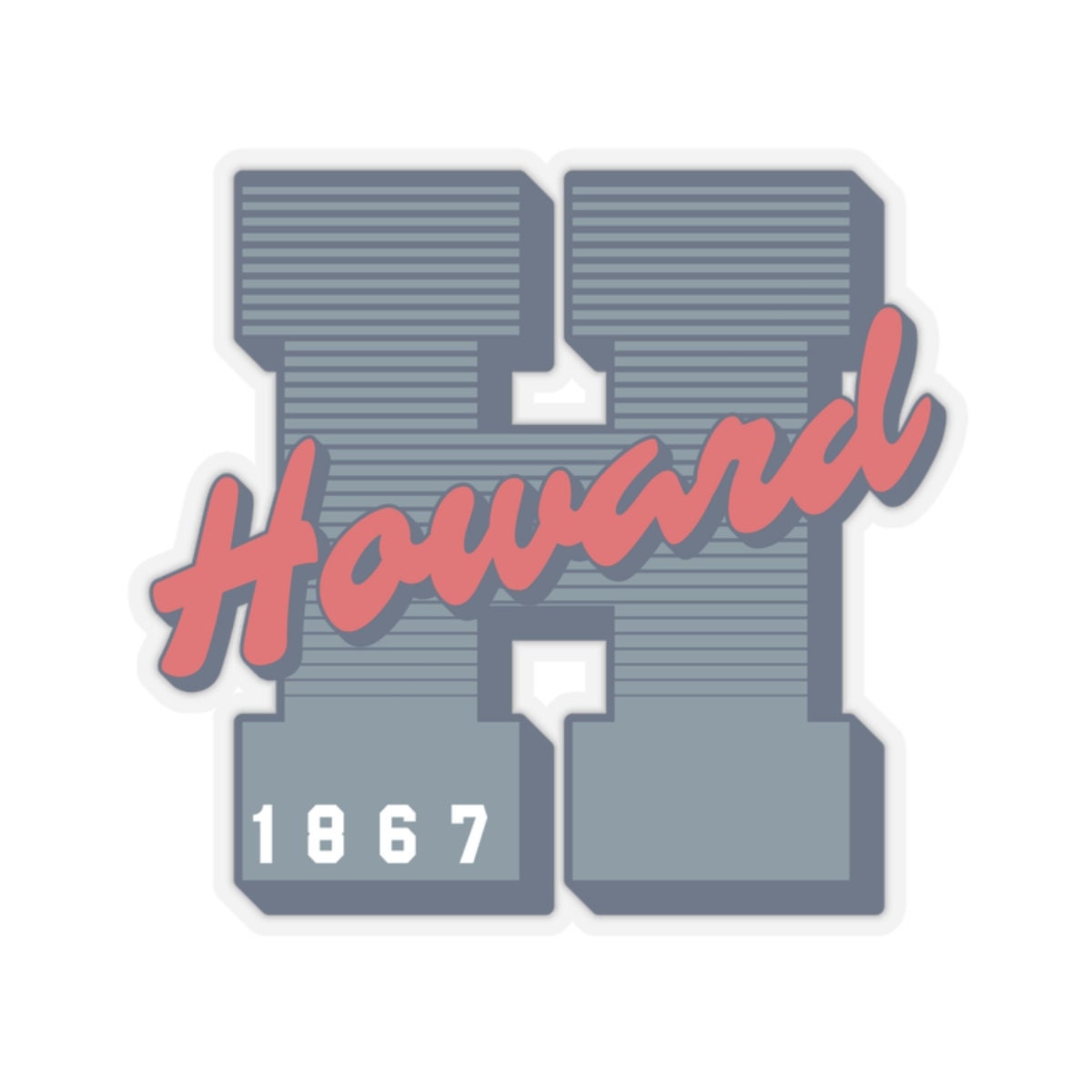 Howard Vintage Varsity Letter H Kiss-cut Sticker, Retro HU Bison HBCU ...