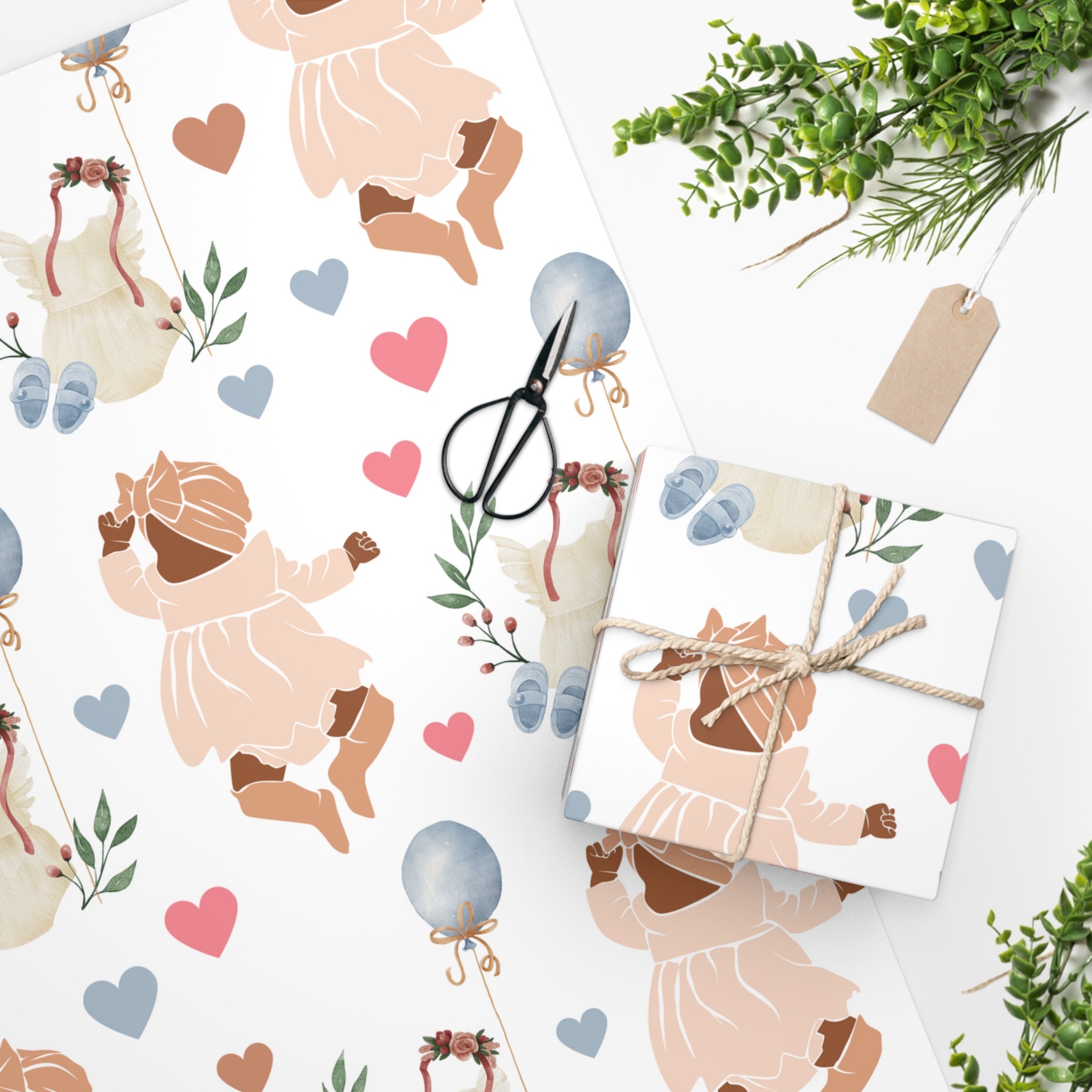 African American Gift Wrap Paper Baby Shower Black African American ...