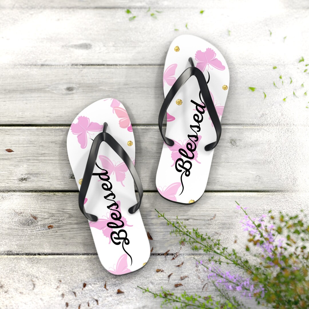 Blessed Religious Flip Flops Inspirational Personalized Gift Flip Flops ...