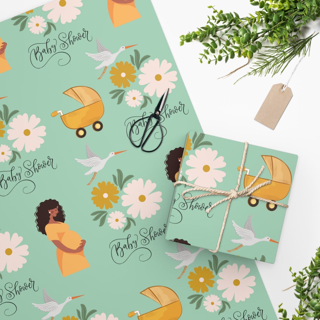 African American Gift Wrap Paper Baby Shower Black African American ...