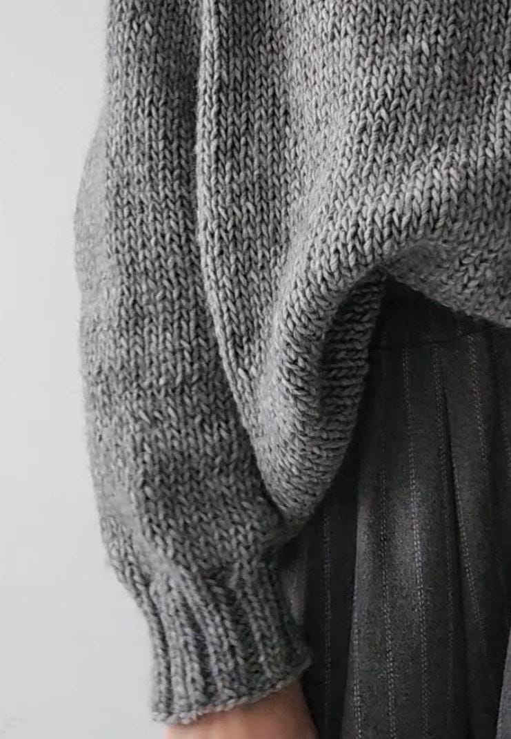Basic Wool Grey Sweater-chunky Womens Sweater-basic Wool Pullover-bulky ...