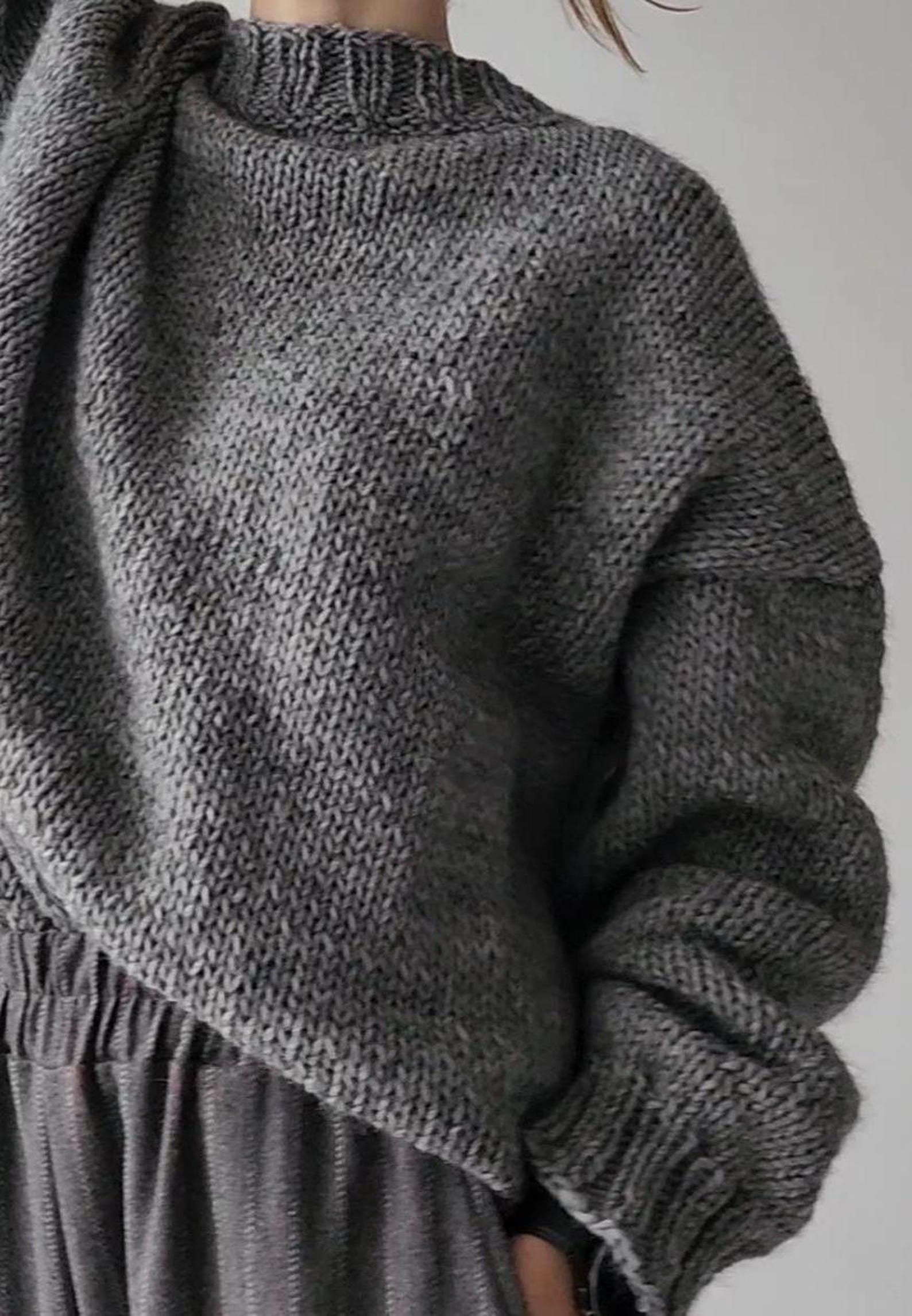 Basic Wool Grey Sweater-chunky Womens Sweater-basic Wool Pullover-bulky ...