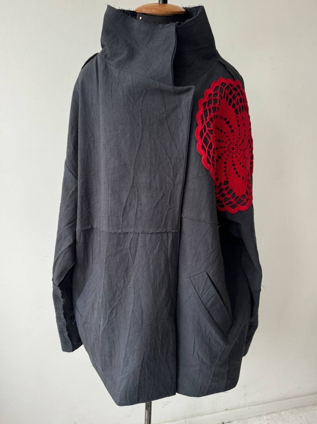 Graphite Canvas Blazer-hemp Grey Blazer-unique Oversize Jacket-hand ...