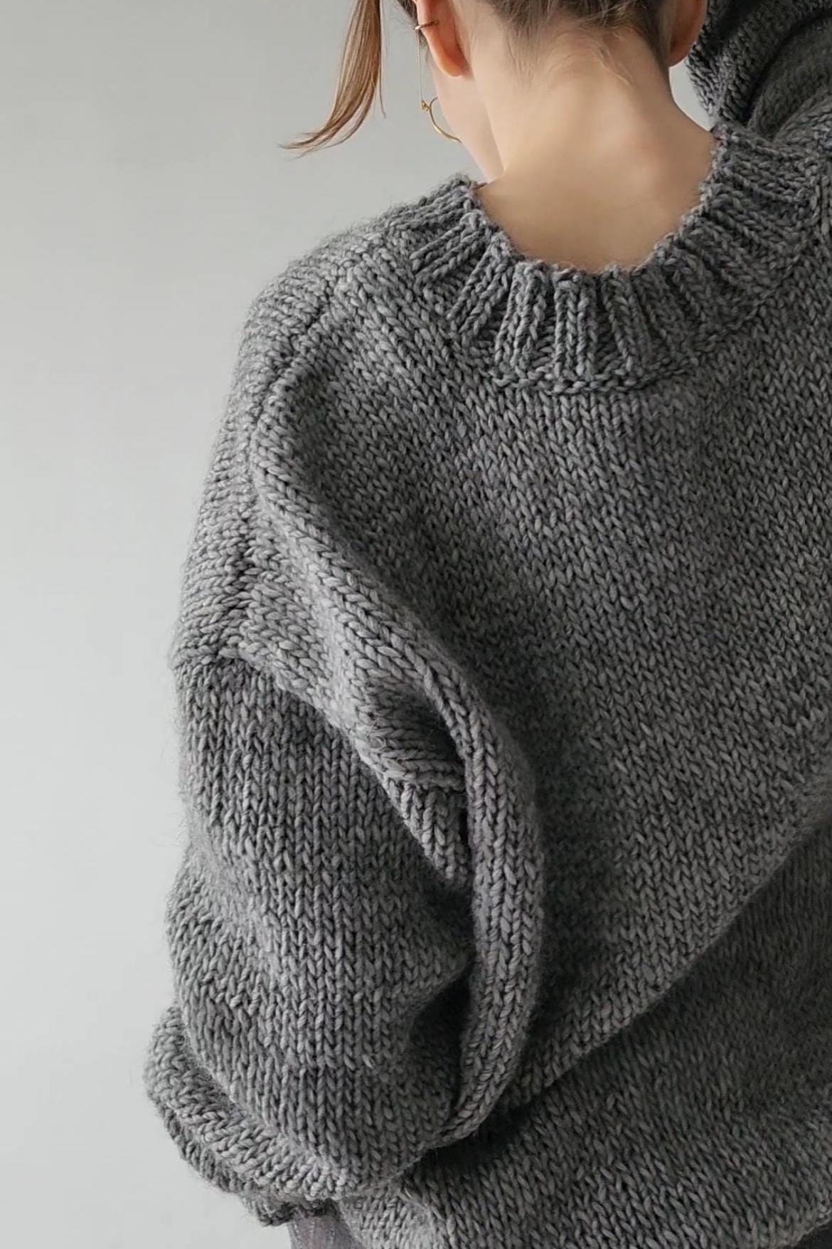 Basic Wool Grey Sweater-chunky Womens Sweater-basic Wool Pullover-bulky ...