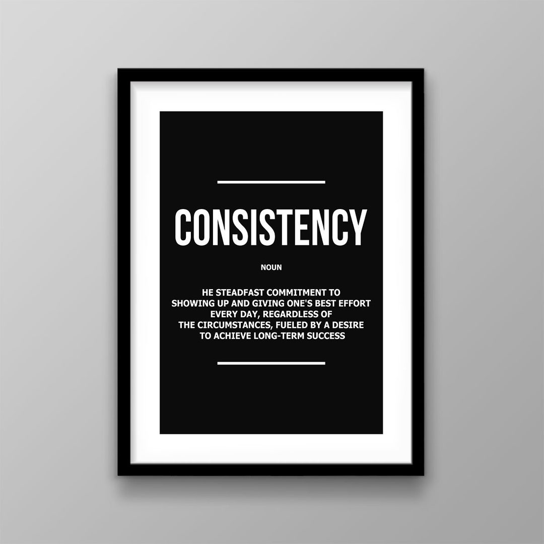Consistency Motivational Wall Art Steadfast Commitment Sign, Daily ...