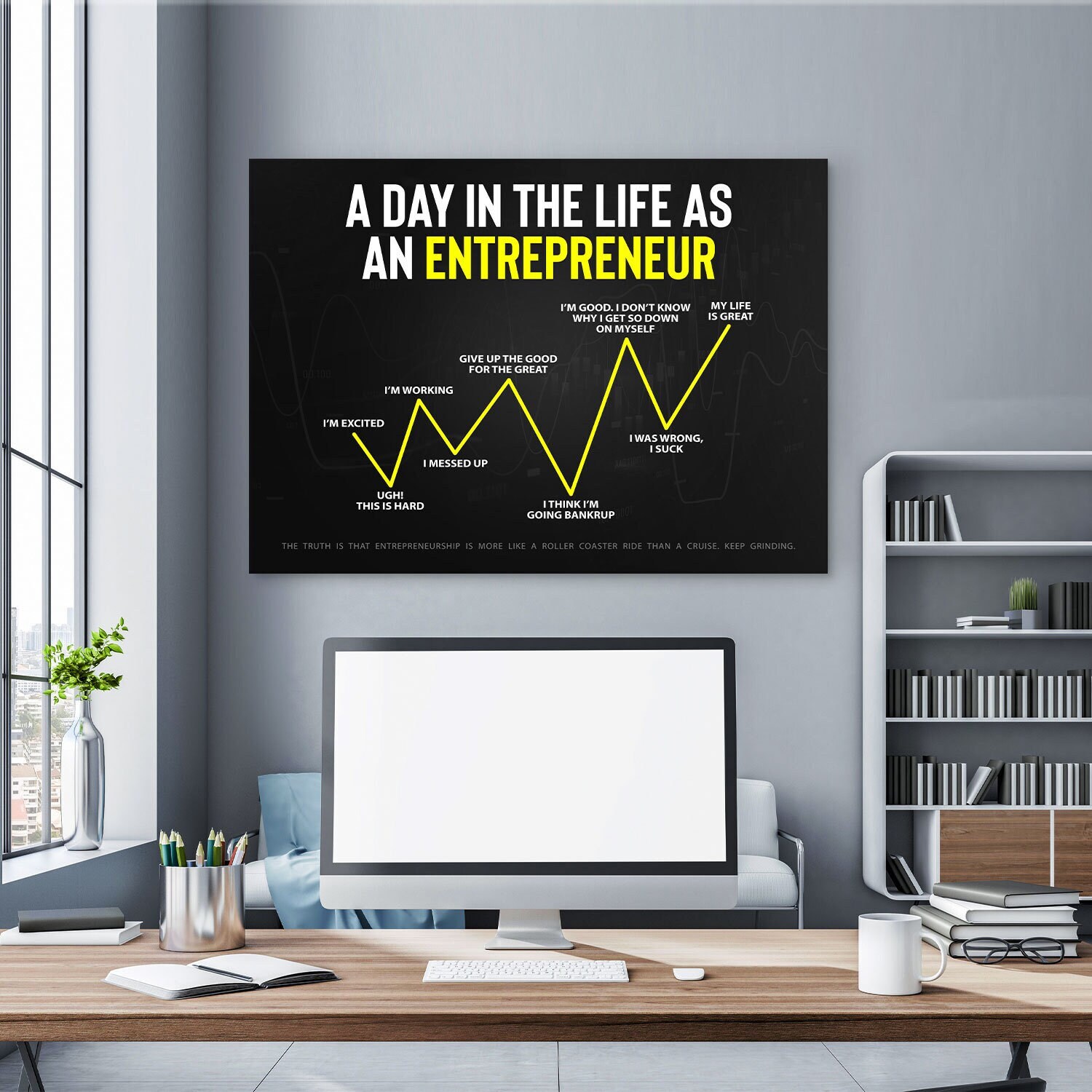 Entrepreneur Roller Coaster Motivational Art Printable Entrepreneurship ...