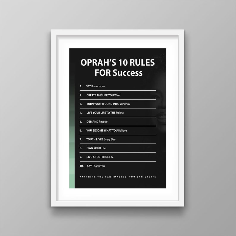 Oprah Winfrey Success Rules Printable Inspirational Wall Art ...