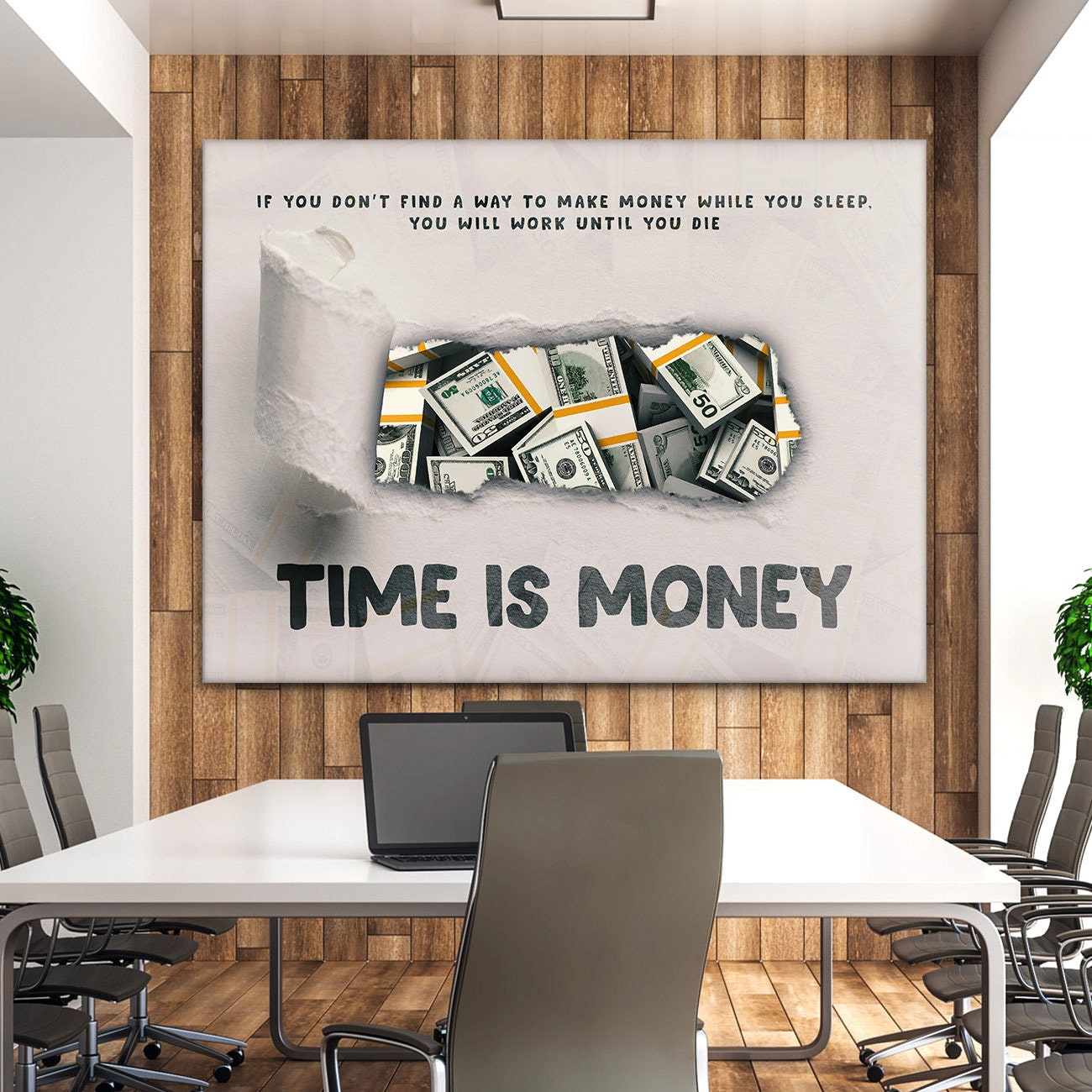 Time is Money Quote Motivational Wall Art, Investor Office Decor ...