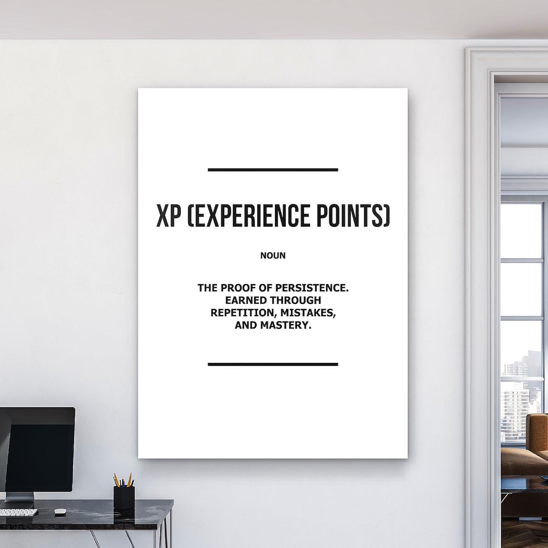 XP Definition Wall Art | Experience Points Digital Print | White Gaming ...