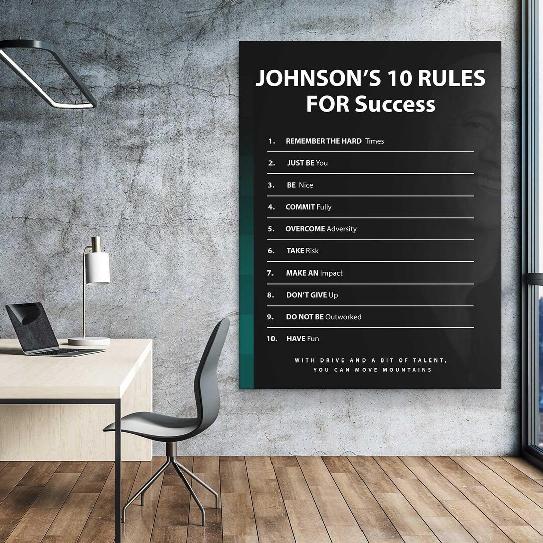 DWAYNE JOHNSON Success Rules Wall Art - Bodybuilding Discipline Canvas ...