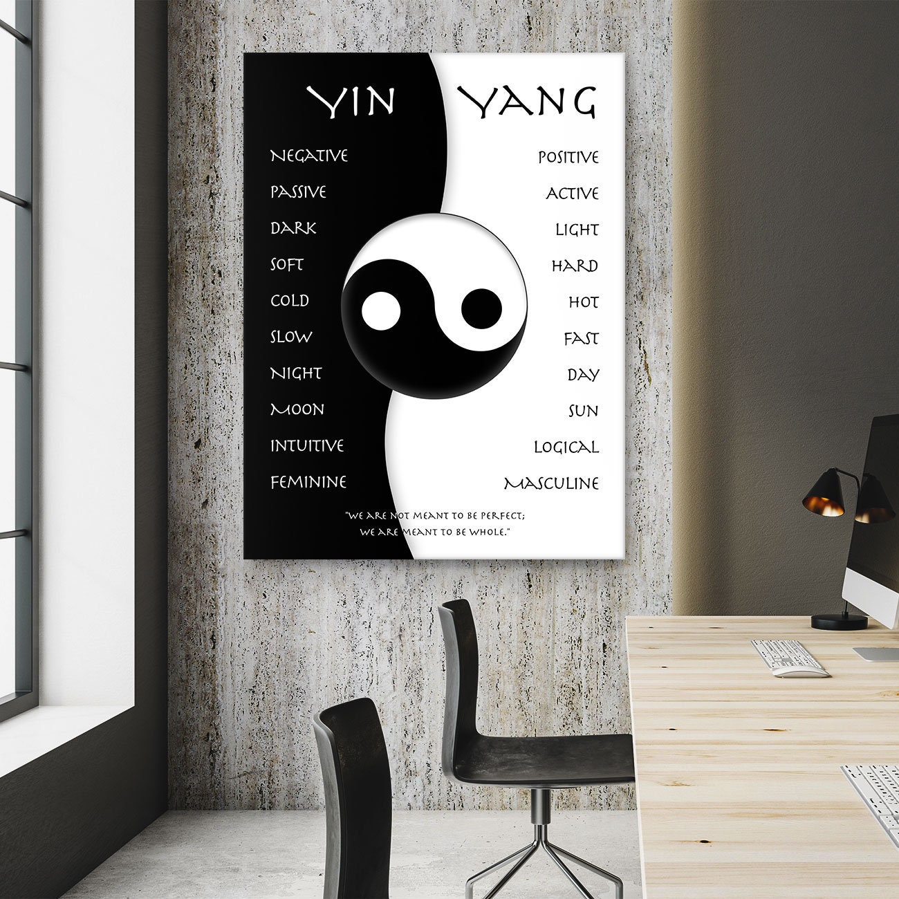 Yin and Yang Wall Art Zen Inspirational Taiji PRINTABLE Yoga Decor ...