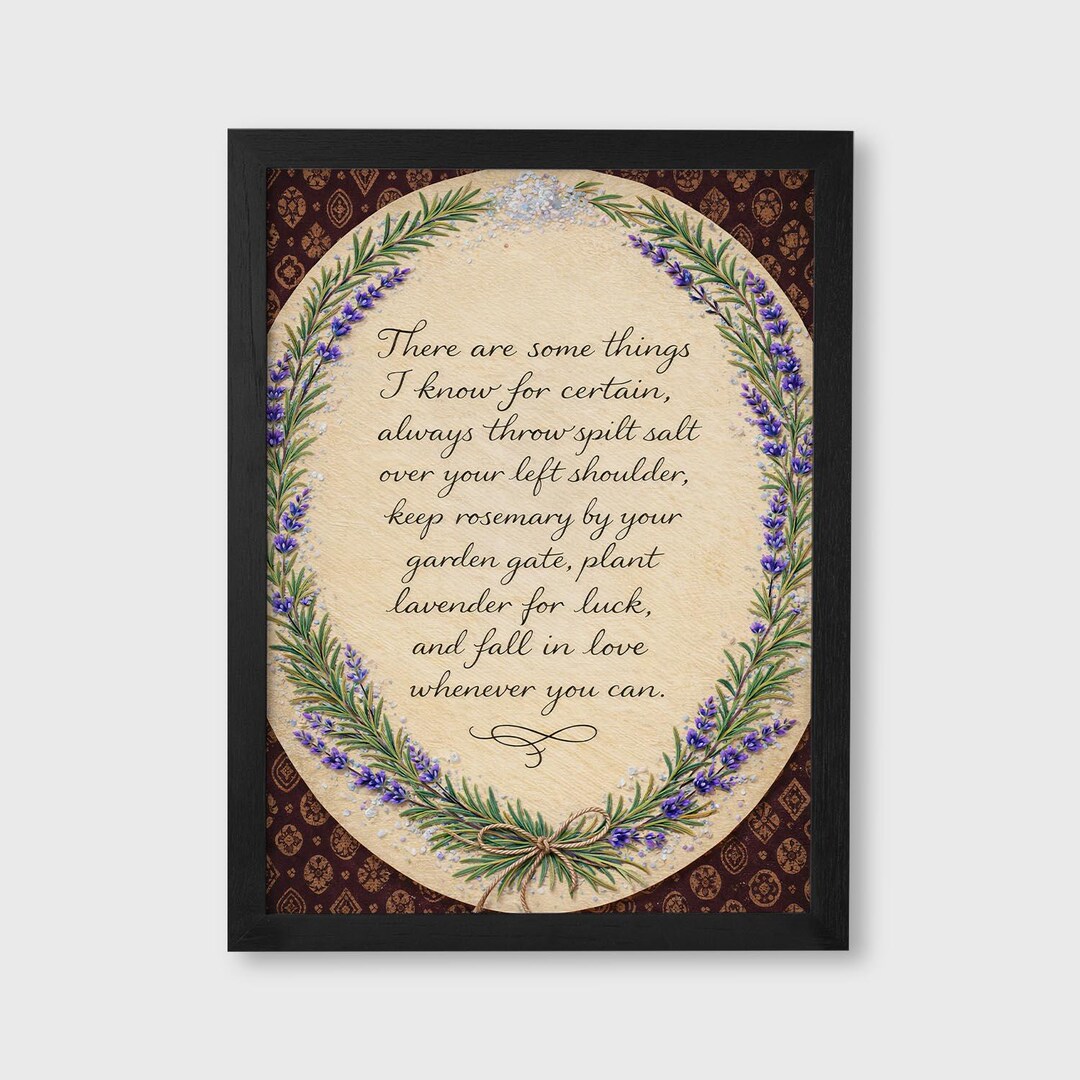 Vintage Cottagecore Quote Printable Wall Art, Lavender Rosemary ...