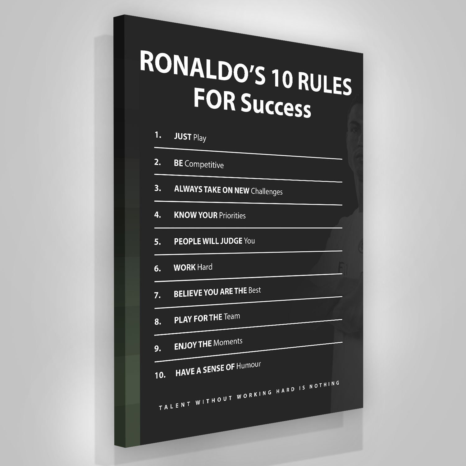 Cristiano Ronaldo 10 Rules for Success Wall Art Inspirational Soccer ...