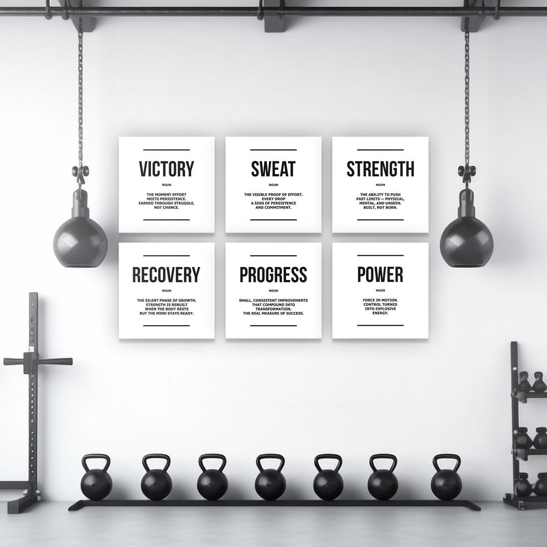 6x Gym Definition Printable Set | Fitness Motivation Digital Wall Art ...