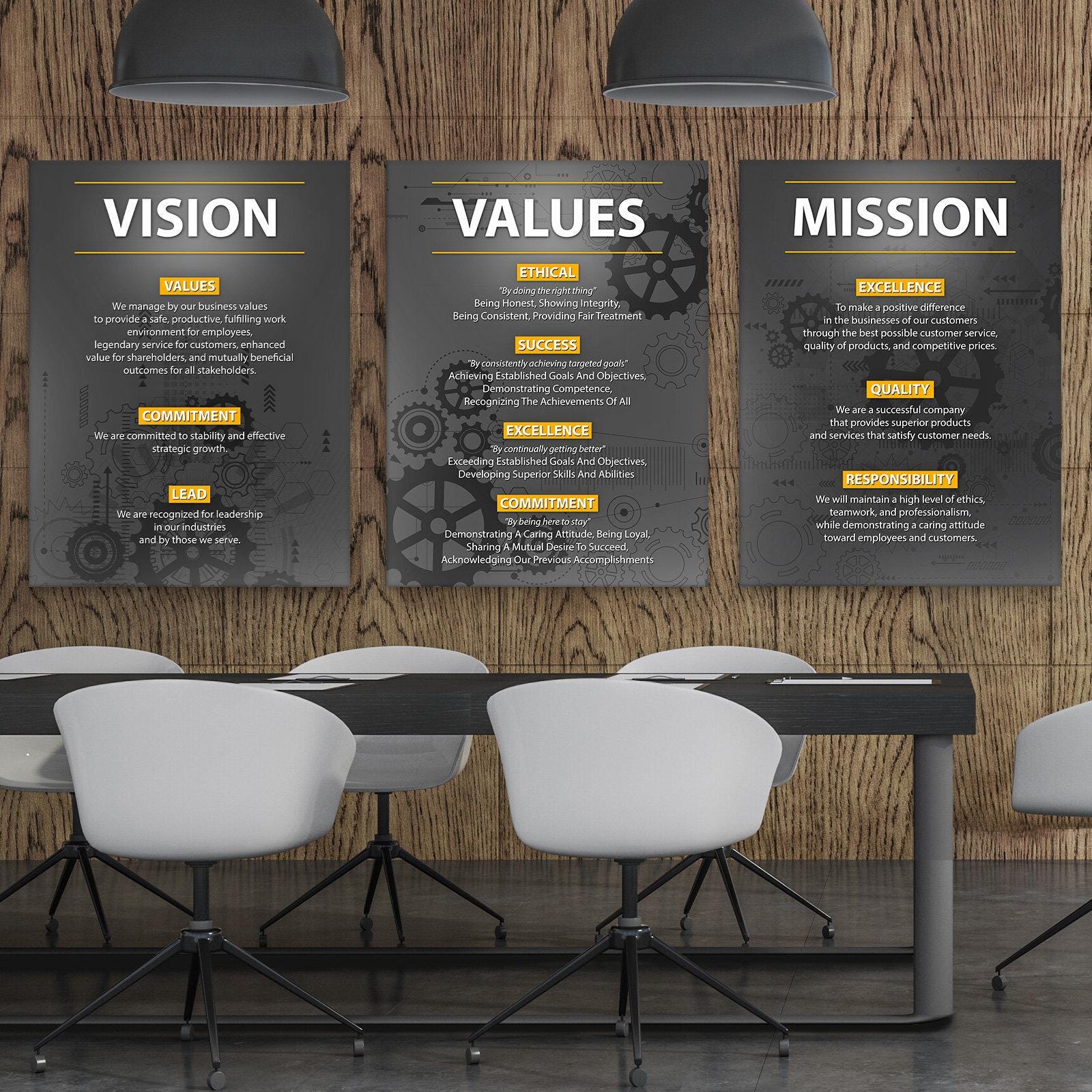 Company Core Values Wall Art - Motivational Mission Statement Canvas ...