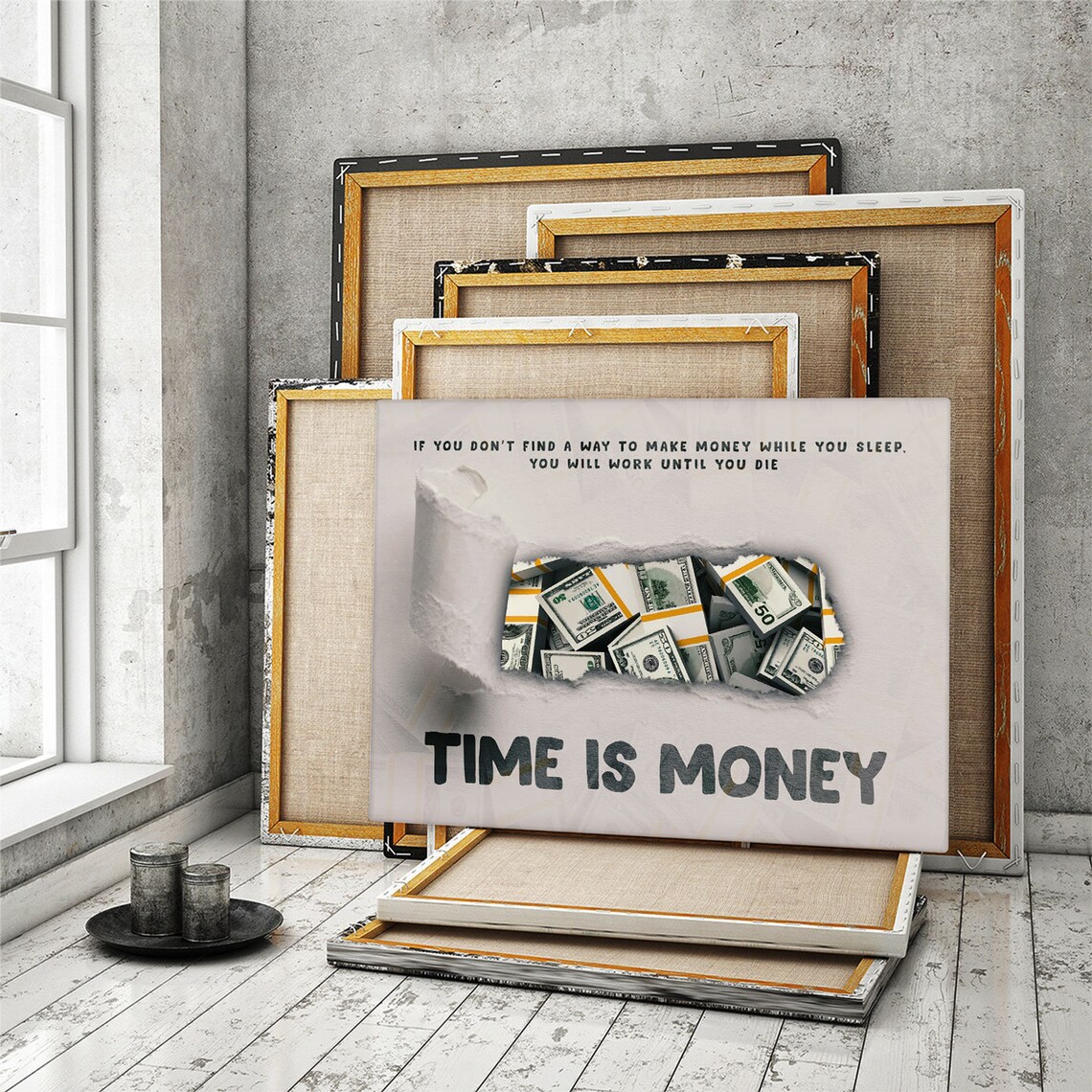 Time is Money Quote Motivational Wall Art, Investor Office Decor ...