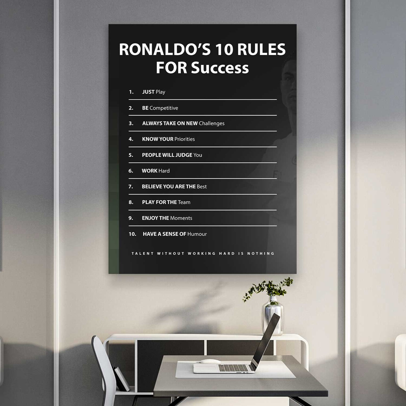 Cristiano Ronaldo 10 Rules for Success Wall Art Inspirational Soccer ...