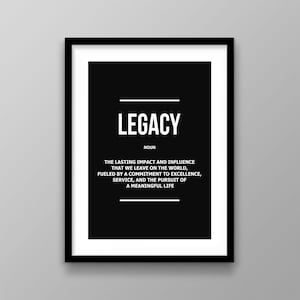 Legacy Definition Printable Inspirational Wall Art Life Impact ...