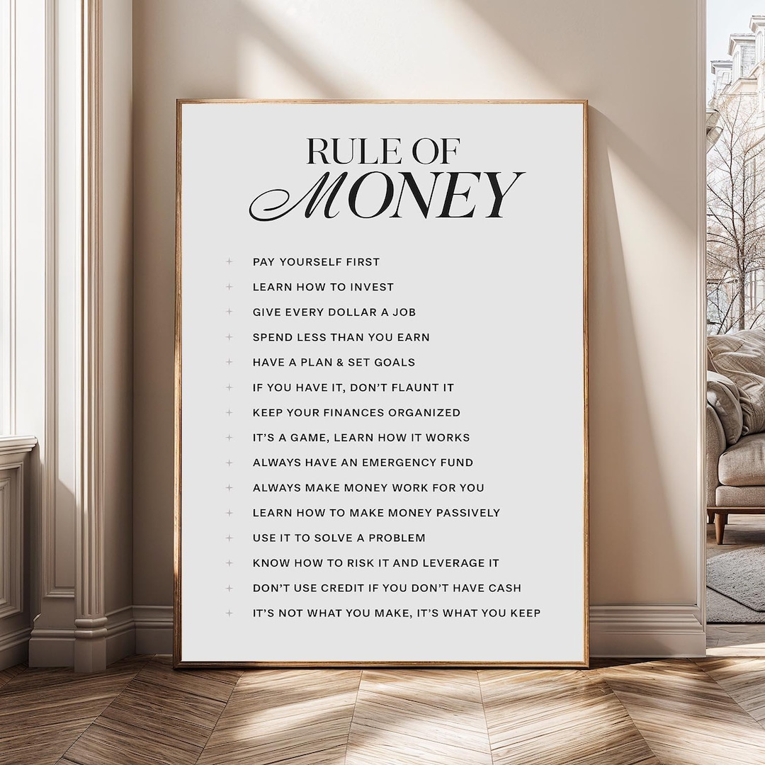 Rule of Money Wall Art, Money Mindset Digital Download, Finance Quote ...