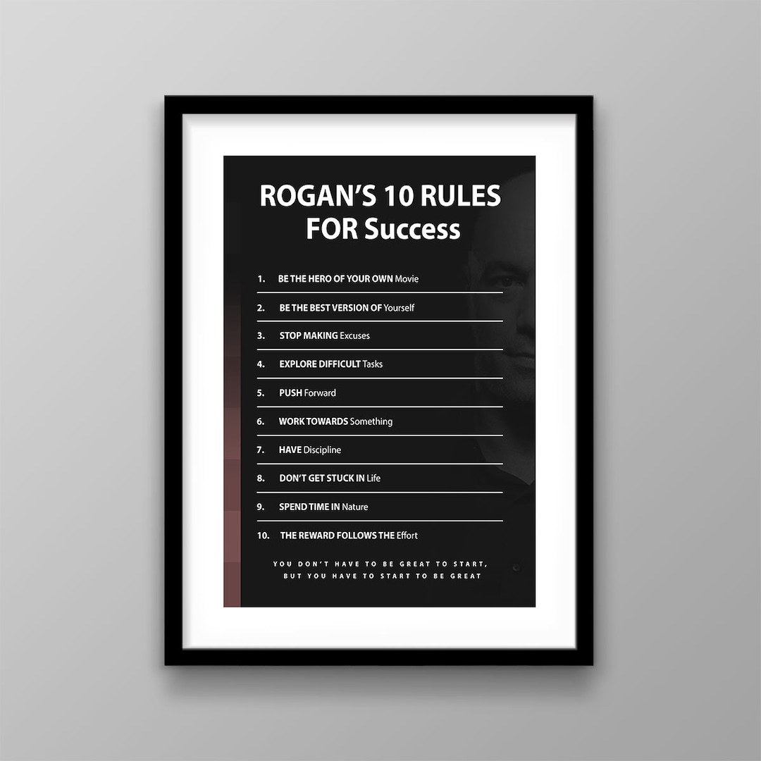 Joe Rogan 10 Rules for Success Wall Art Podcasting Pioneer, Fear Factor ...