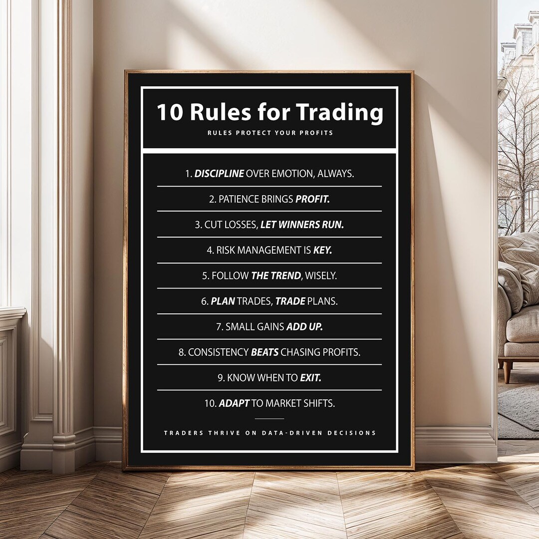 10 Rules for Trading Digital Download, Trading Rules Wall Art, Trader ...