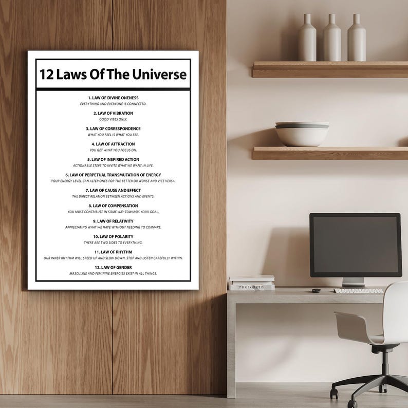 12 Laws of the Universe Printable Wall Art, Spiritual Quote Poster, Law ...