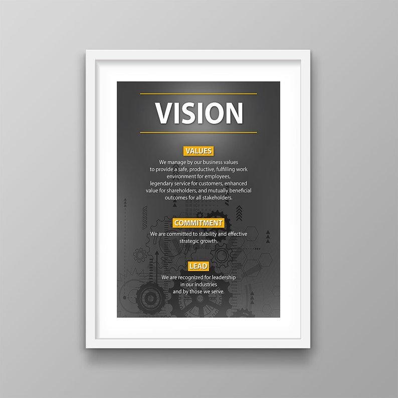 Company Vision Office Decor Corporate Statement Wall Art Team Poster ...
