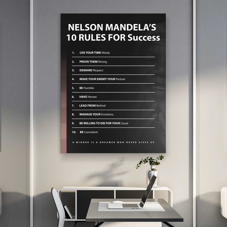 Nelson Mandela 10 Rules for Success Wall Art Leadership Printable ...