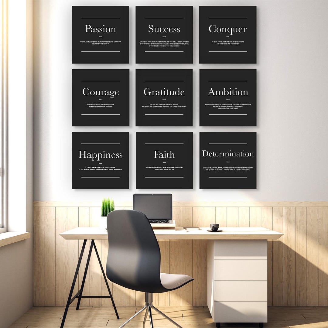 9x Motivational Wall Art Bundle, Positive Quote Prints, Modern Digital ...