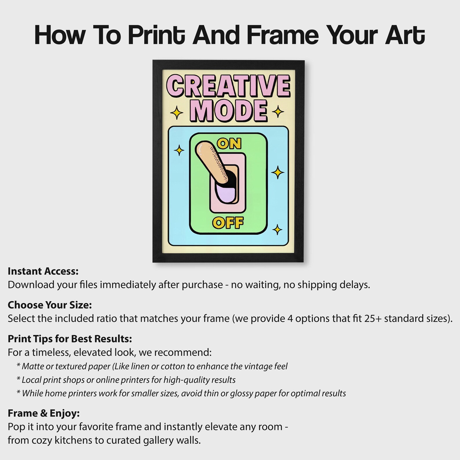 Creative Mode on Printable Wall Art, Motivational Digital, Modern ...