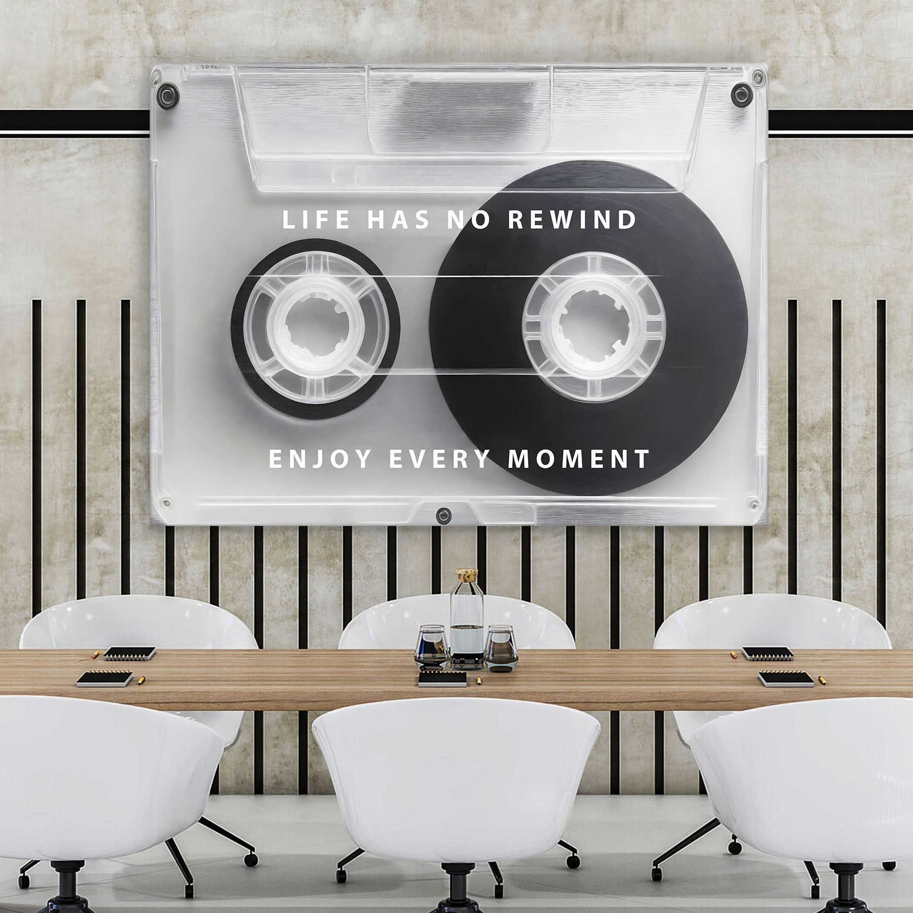 Retro Cassette Wall Art, Life Has No Rewind Quote Vintage Tape Decor ...