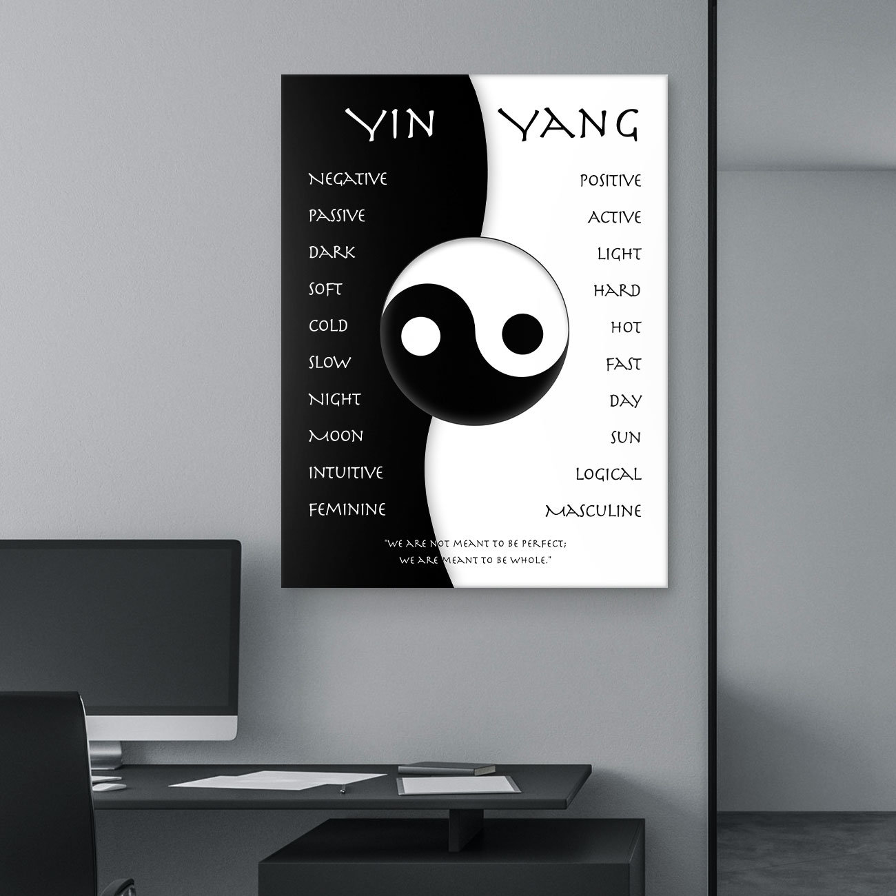 Yin and Yang Wall Art Zen Inspirational Taiji PRINTABLE Yoga Decor ...