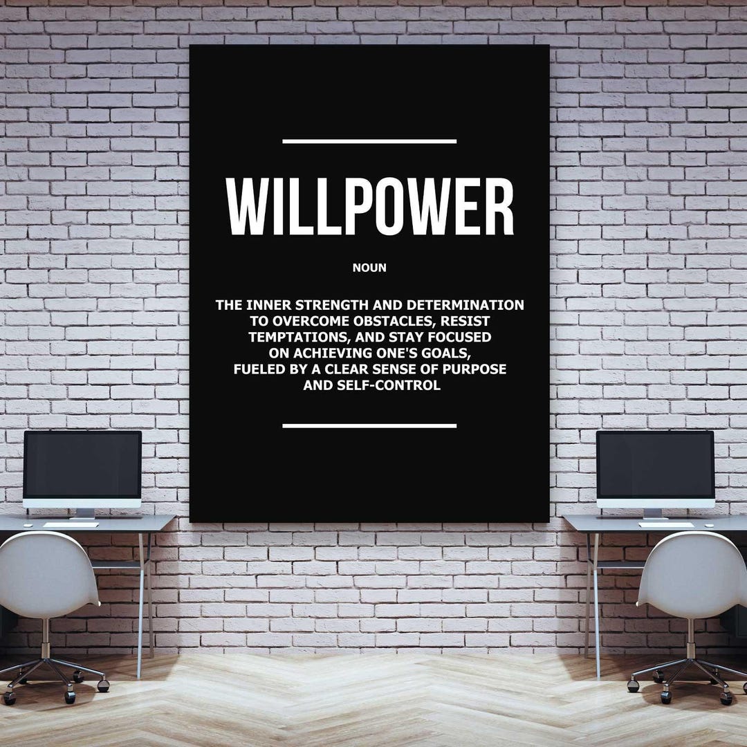 Willpower Motivational Wall Art Inspirational Quote Canvas Print ...