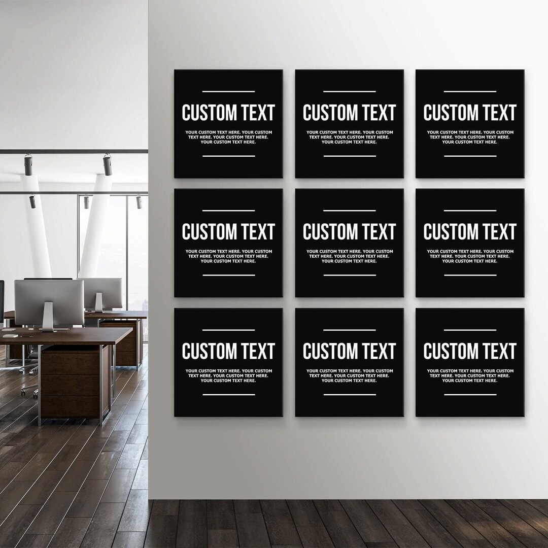 Custom Text Wall Art Set of 9 Personalized Office Decor Canvas Prints ...