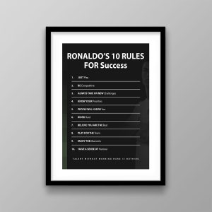 Cristiano Ronaldo 10 Rules for Success Wall Art Inspirational Soccer ...