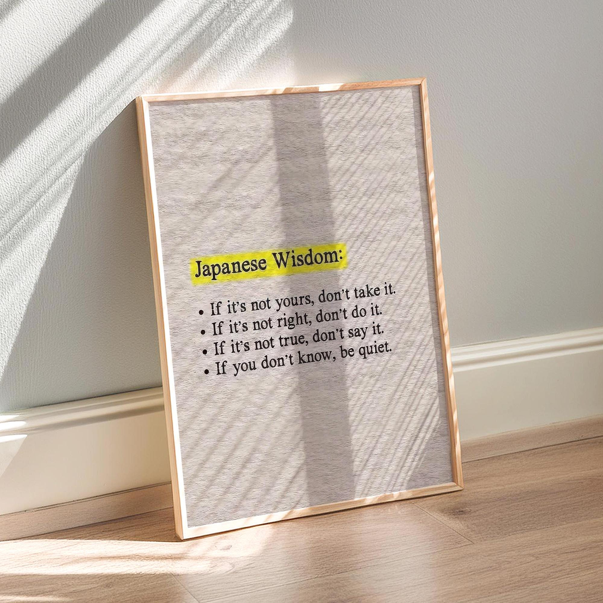 Japanese Wisdom Wall Art – Minimalist Digital Download, Inspirational ...