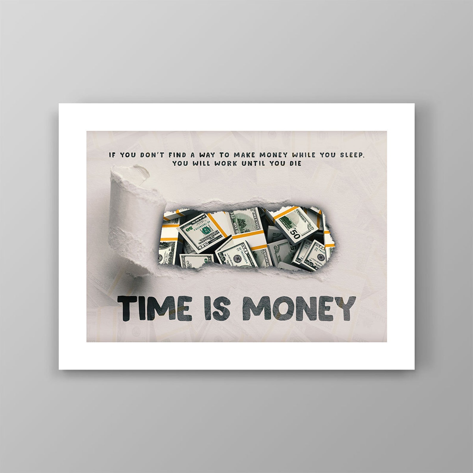 Time is Money Quote Motivational Wall Art, Investor Office Decor ...