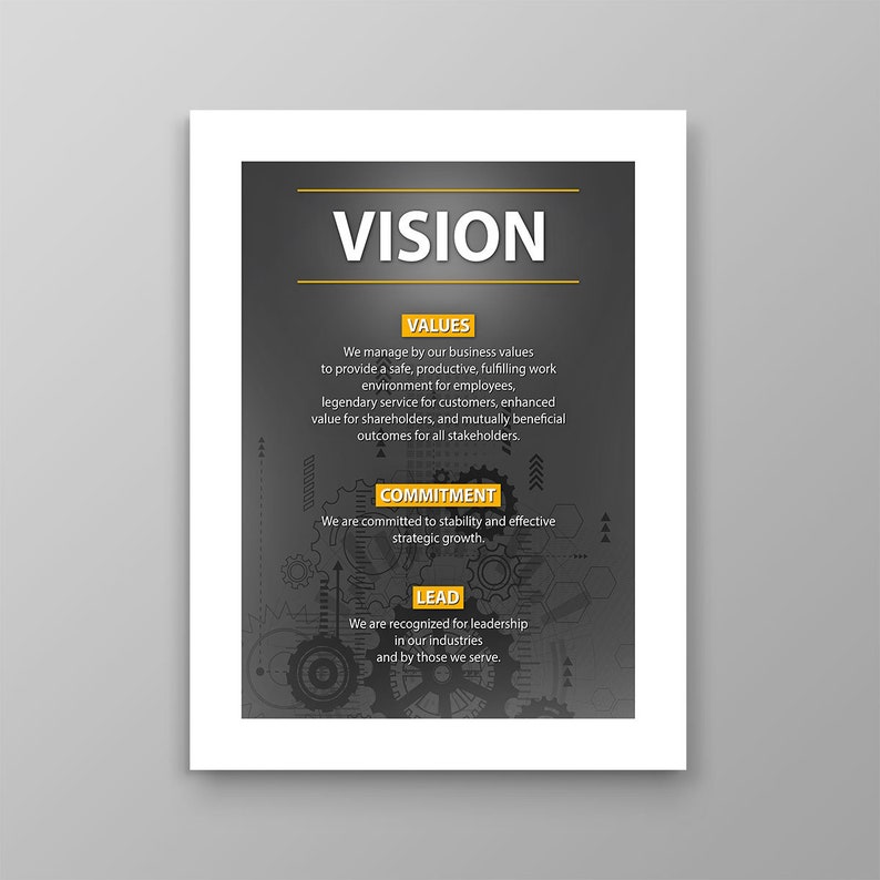 Company Vision Office Decor Corporate Statement Wall Art Team Poster ...