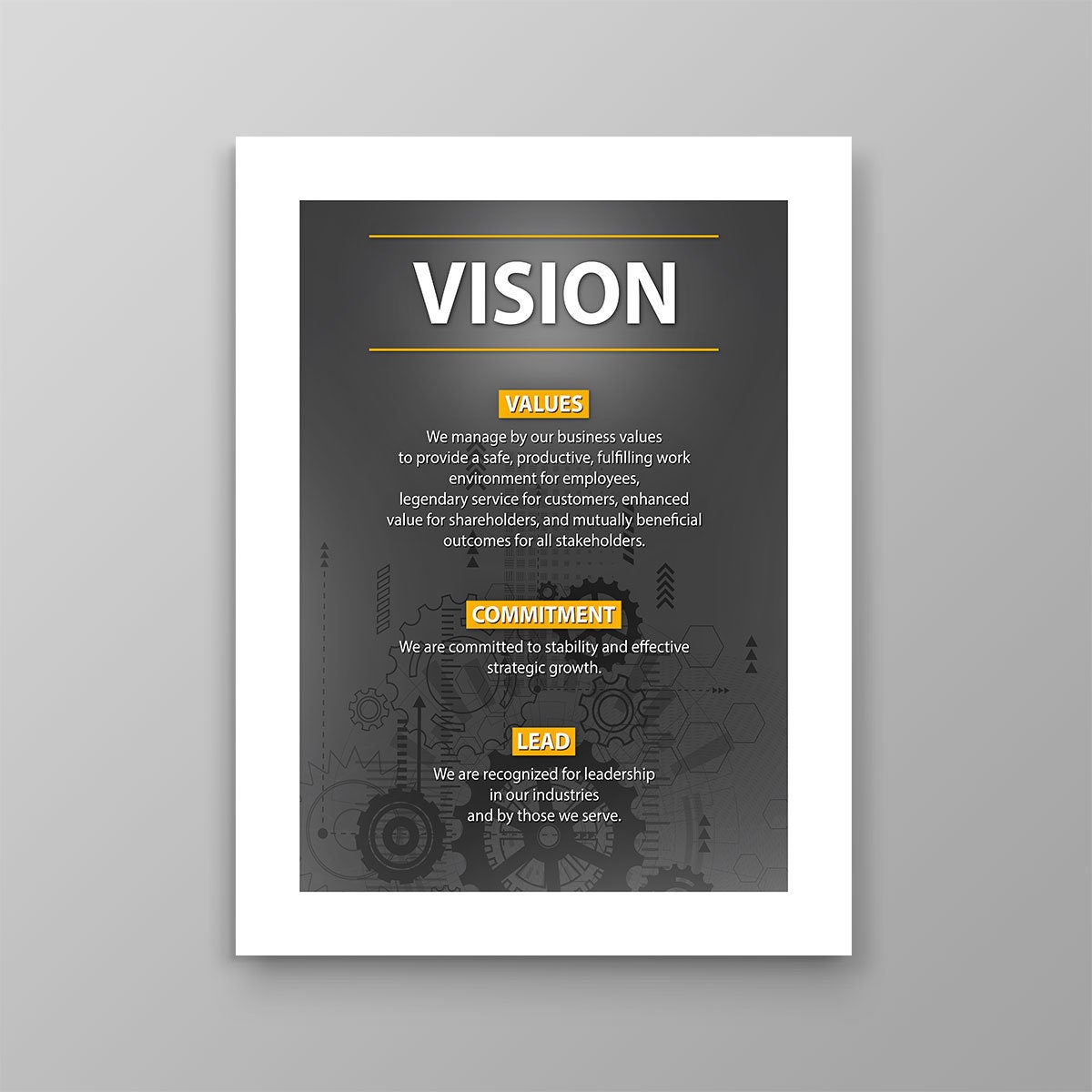Company Vision Office Decor Corporate Statement Wall Art Team Poster ...