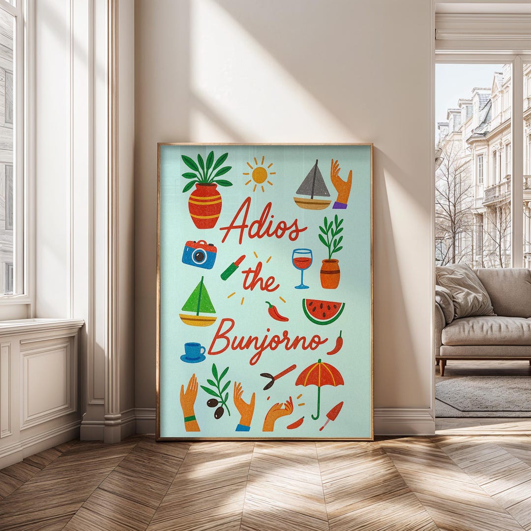 Adios the Bunjorno Digital Download Wall Art Print | Colorful Travel ...