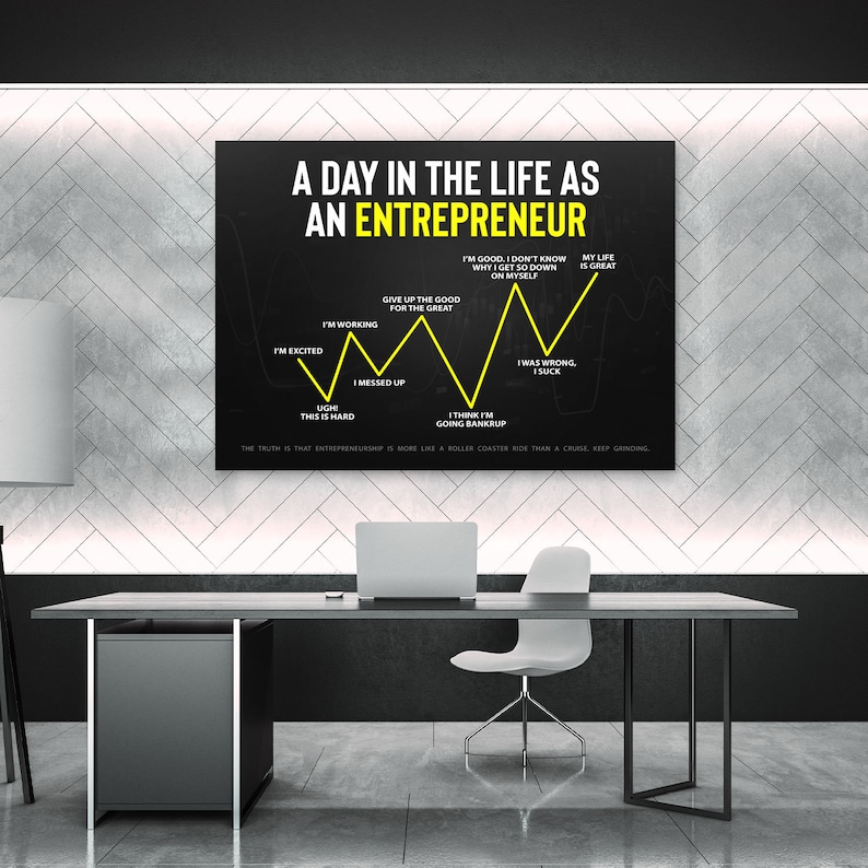 Entrepreneur Roller Coaster Motivational Wall Art Entrepreneurship ...