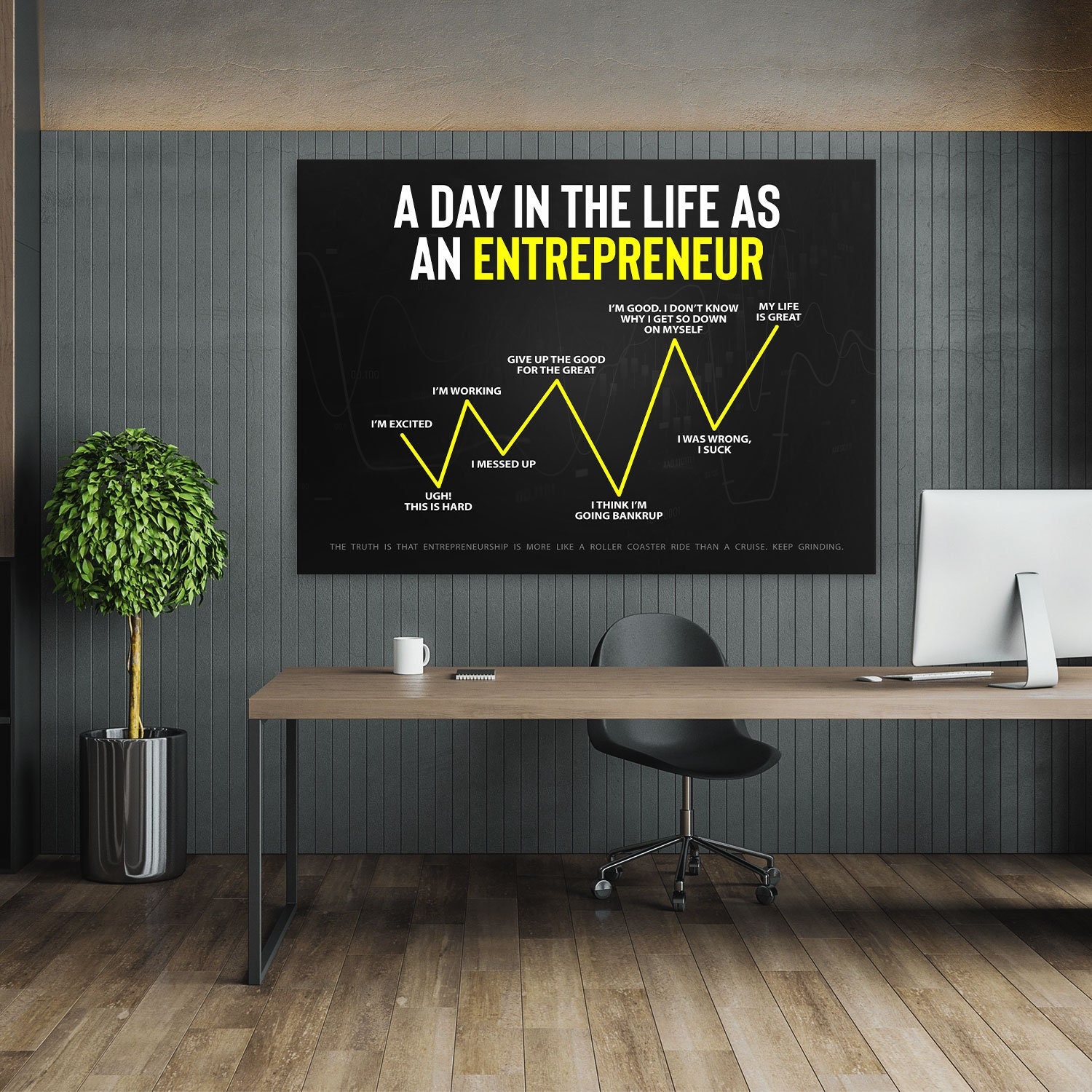 Entrepreneur Roller Coaster Motivational Wall Art Entrepreneurship ...