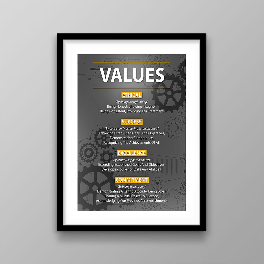 Core Values Wall Art Company Modern Office Decor PRINTABLE Motivational ...