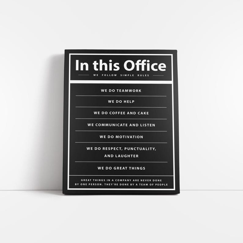 In This Office – Rules Poster | Office Wall Art | Teamwork Print ...