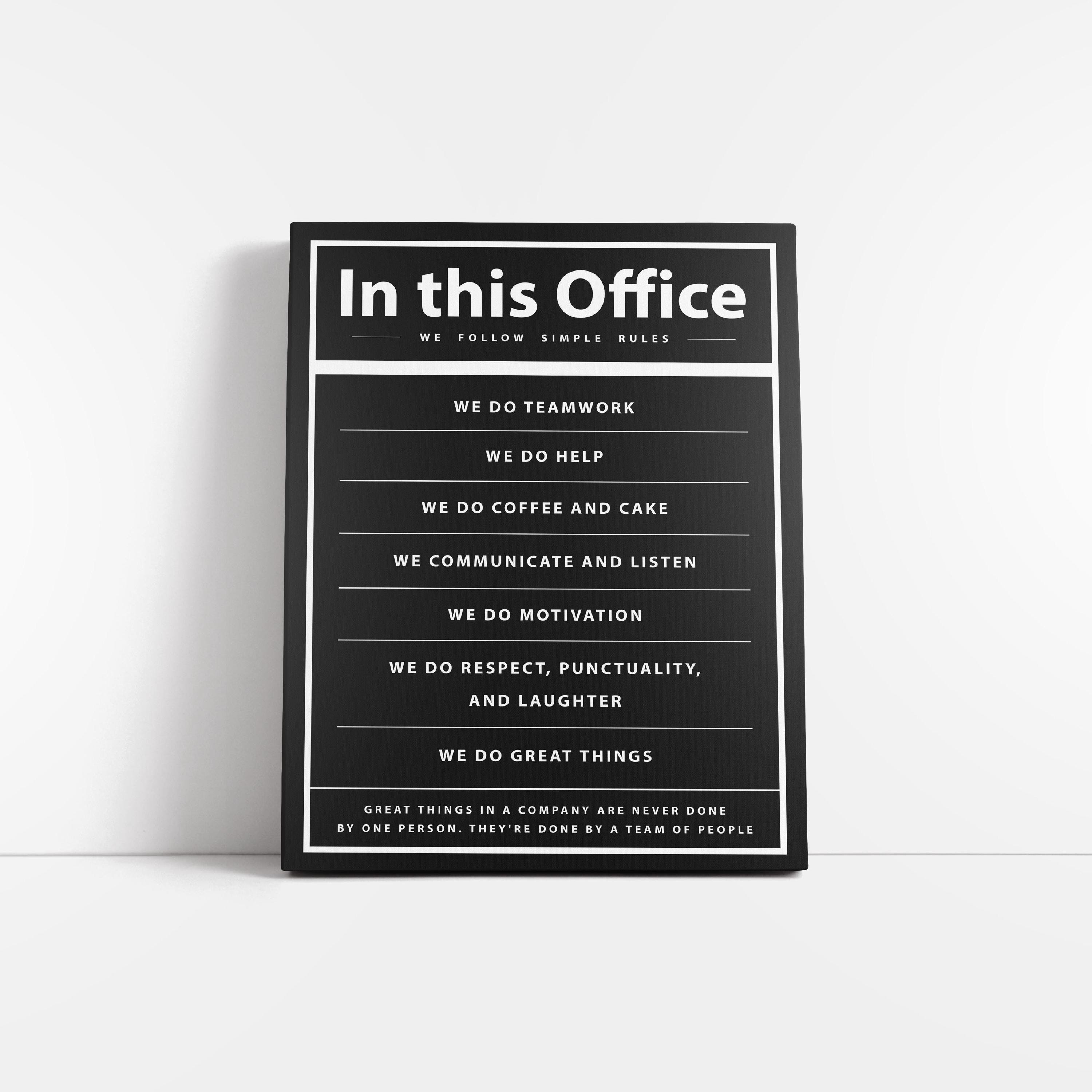 In This Office – Rules Poster | Office Wall Art | Teamwork Print ...