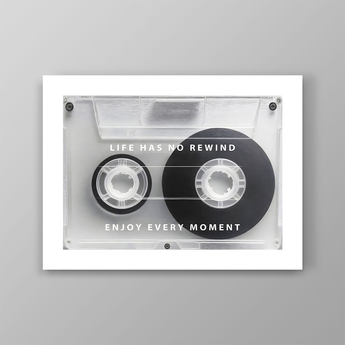 Retro Cassette Wall Art, Life Has No Rewind Quote - Vintage Tape Decor ...